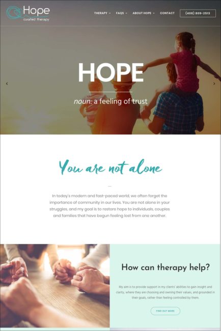 Therapist Website Design Portfolio — Hope Curated Therapy