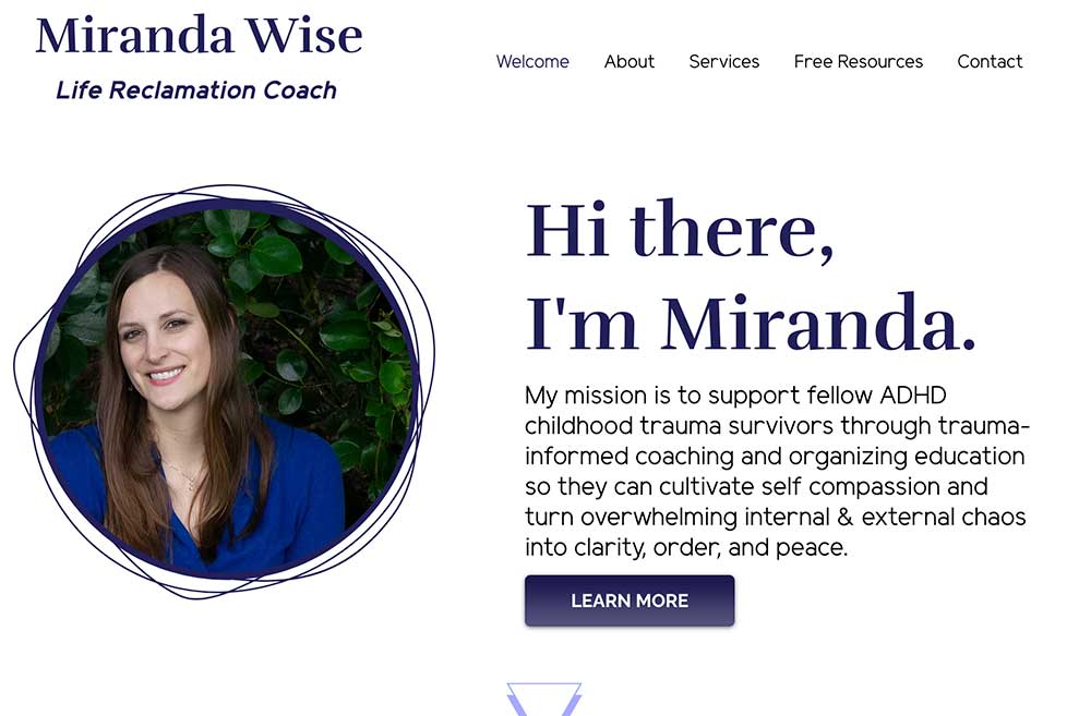 Miranda Wise • Life Reclamation Coach — Business Website Design Portfolio