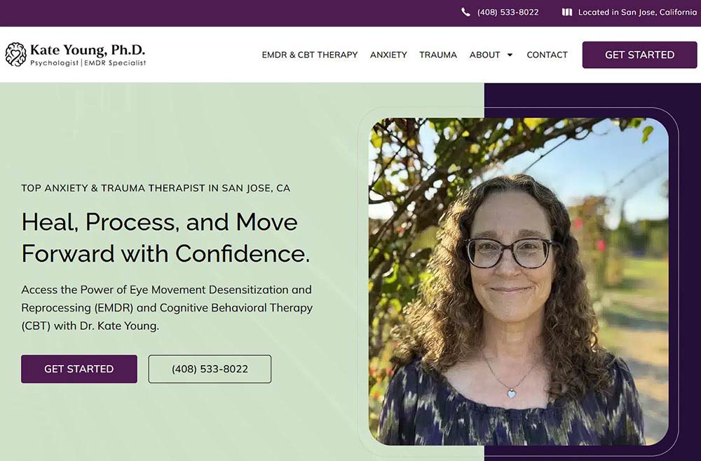 Dr. Kate Young, Ph.D. — Therapist Website Design Portfolio