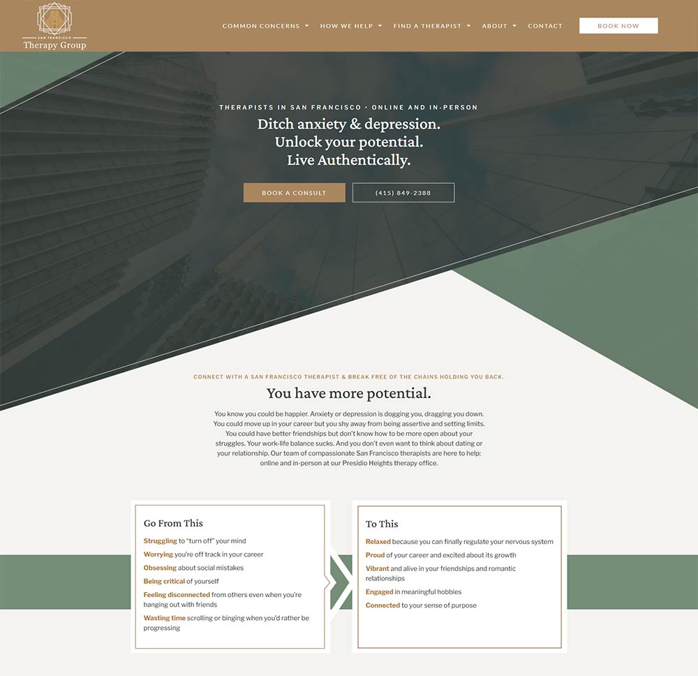 SF Therapy Group — Therapist Website Design Portfolio