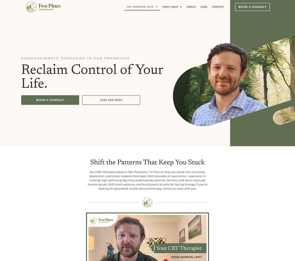 Two Pines Therapy, LLC — Therapist Website Design Portfolio