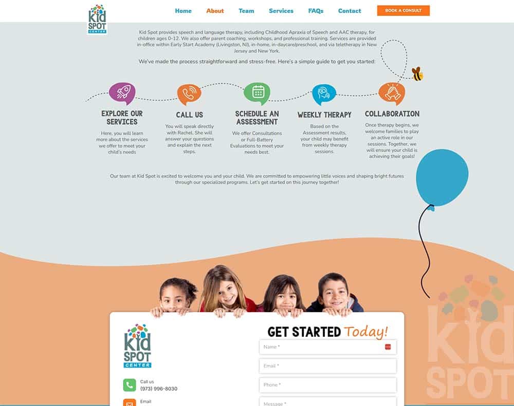 Kid Spot Center LLC — Therapist Website Design Portfolio